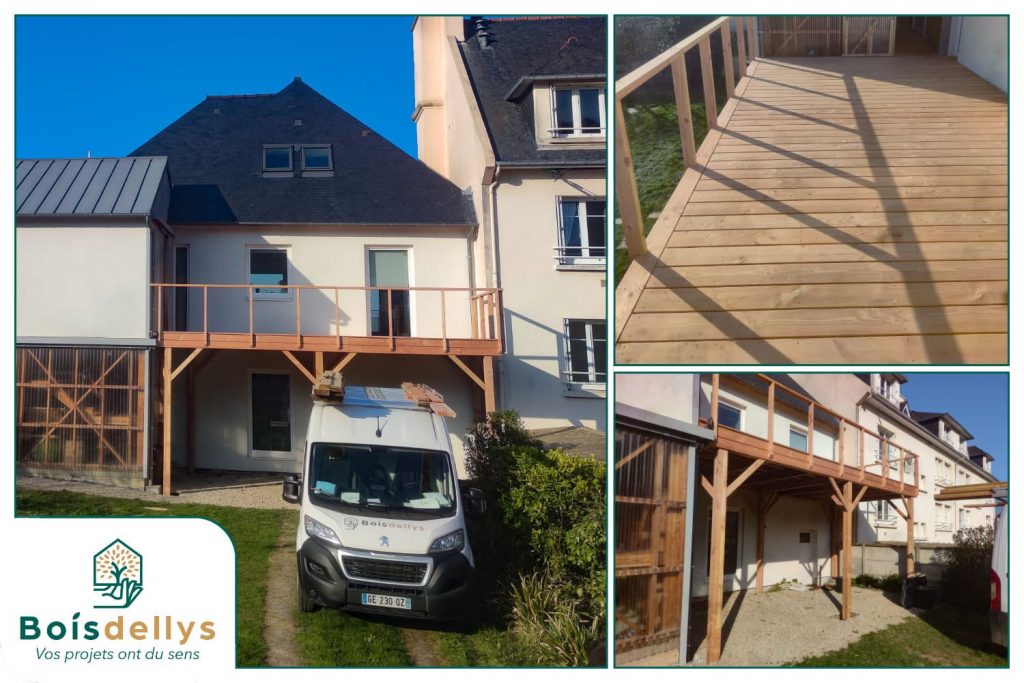 Terrasse sur pilotis en bois à Rennes (35) - Boisdellys